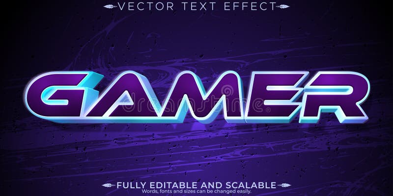 Gamer Text Effect, Editable Gaming and Player Text Style Stock Vector ...