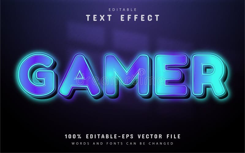 Gamer Text Effect Neon Style Stock Vector - Illustration of design ...