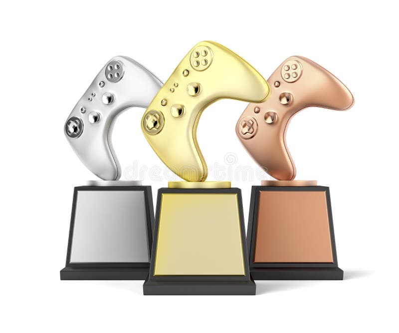 Gamer Trophies on White Background Stock Image - Illustration of ...