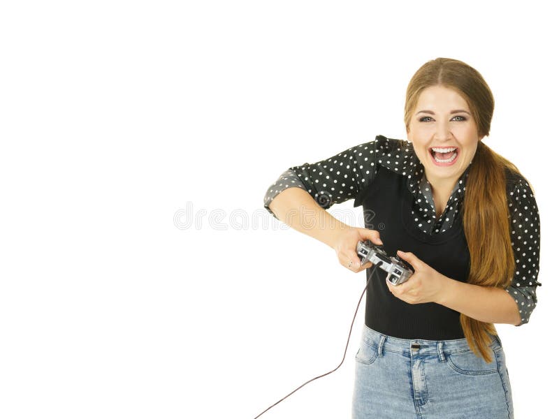 Gamer Woman Holding Gaming Pad Stock Photo - Image of gamepad, video ...