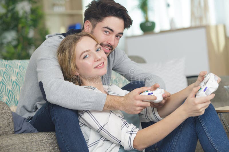 Gamer Woman Playing Boyfriend Stock Photo - Image of game, playing ...
