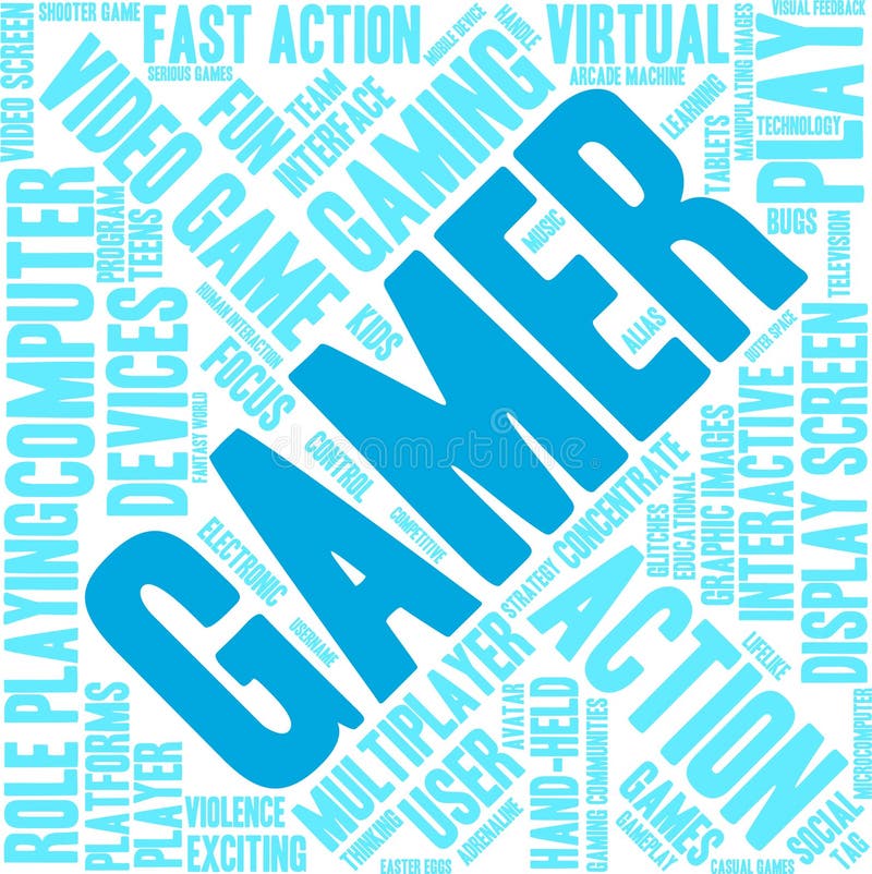 Gamer Word Cloud stock vector. Illustration of kids - 108486131