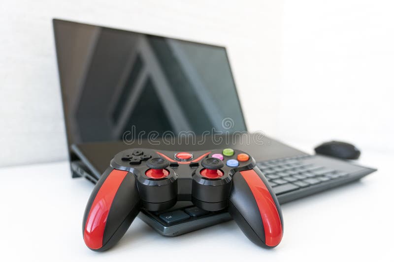 Gamer Work Space Concept, Top View Gaming Gear, Keyboard, Joystick ...