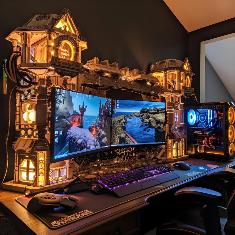 Gamer Working on a Powerful Custom Computer Building Resembling a ...