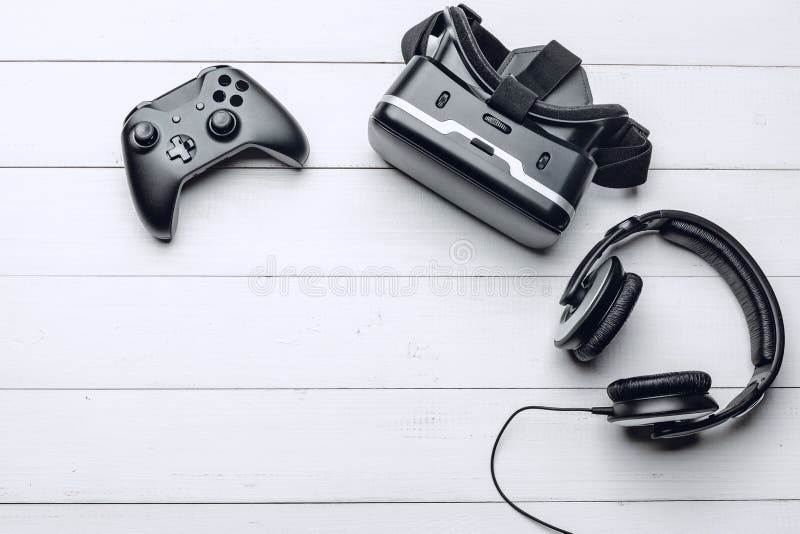 Gamer Workspace Concept, Top View. Close Up. Stock Image - Image of ...