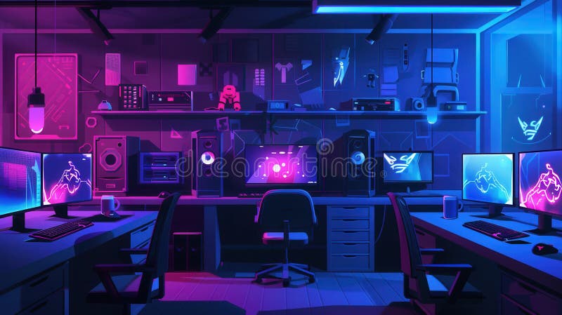 Gamers are Engaged in Intense Gaming Sessions at a Modern Club ...