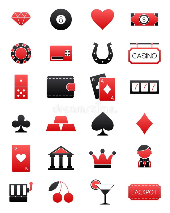 Games of Chance Black-red Icons Set Stock Illustration - Illustration ...