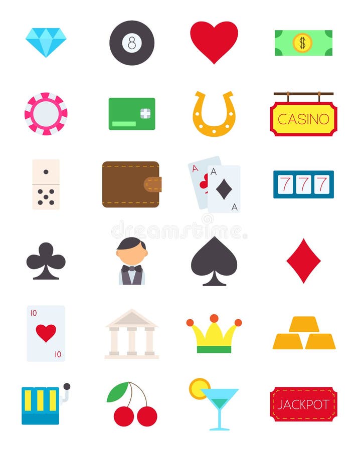 Game of Chance Black Icons Set Stock Illustration - Illustration of ...
