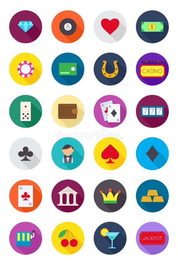 Games of Chance Round Icons Set Stock Illustration - Illustration of ...