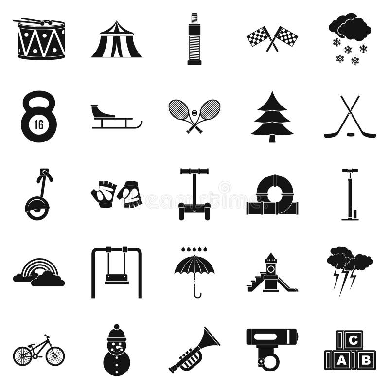Games for Children Icons Set, Simple Style Stock Vector - Illustration ...