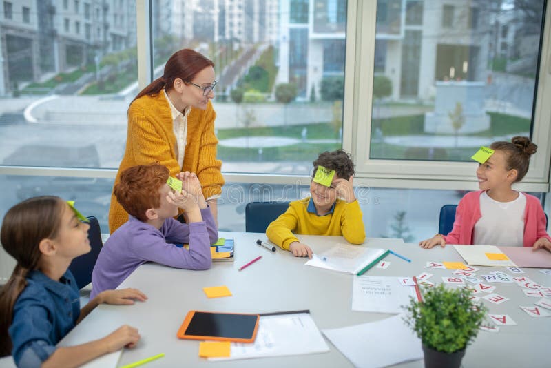 Teacher Moderating an Interesting Game at School Stock Image - Image of ...