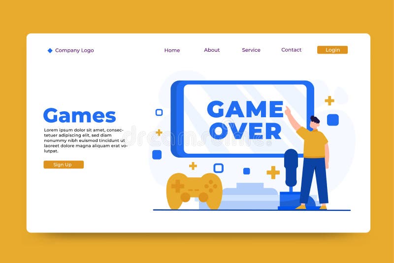 Games Concept Landing Page Template Stock Vector - Illustration of ...