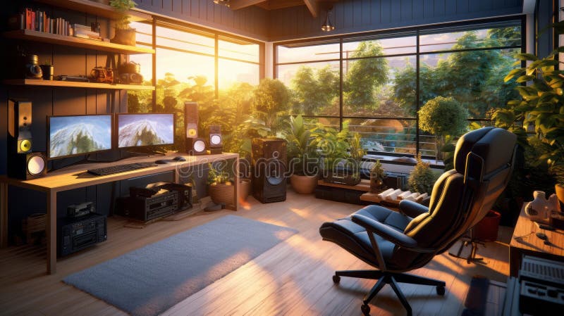 Games Room with a Cyber Gamer Computer. Generative AI Stock Image ...