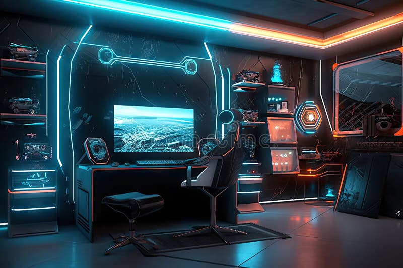 Games Room Cyber Gamer Computer Gital Art Stock Illustrations – 2 Games ...