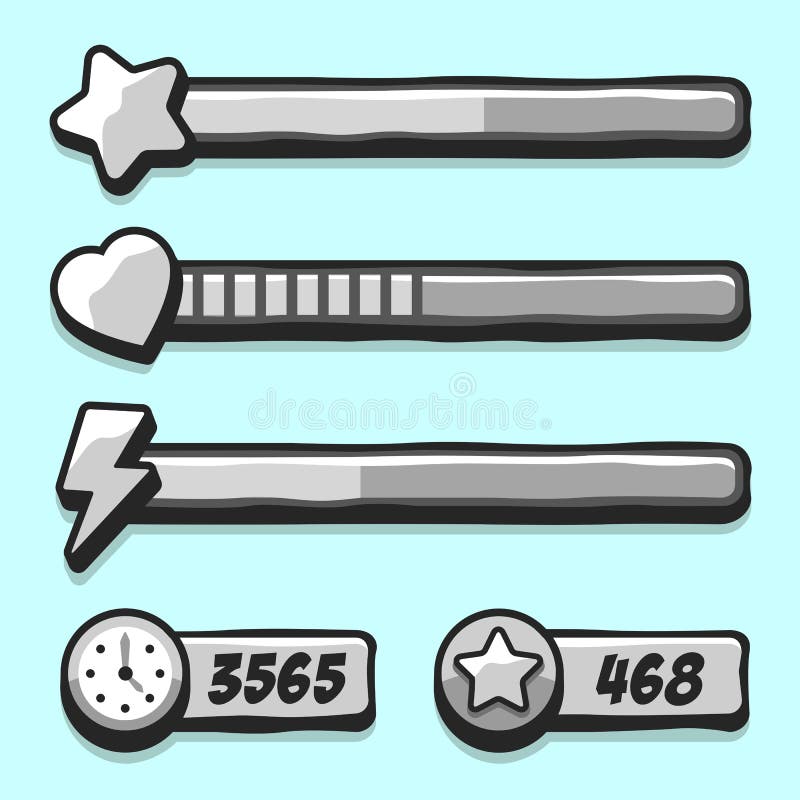 Games Stone Energy Time Progress Bar Icons Stock Vector - Illustration ...