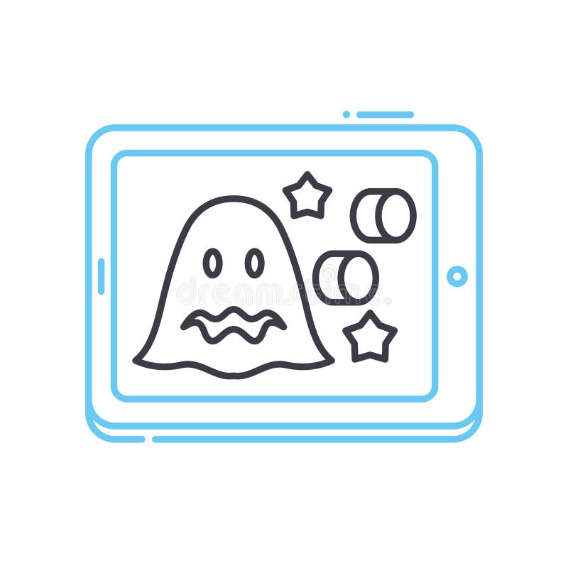 Games on Tablet Line Icon, Outline Symbol, Vector Illustration, Concept ...