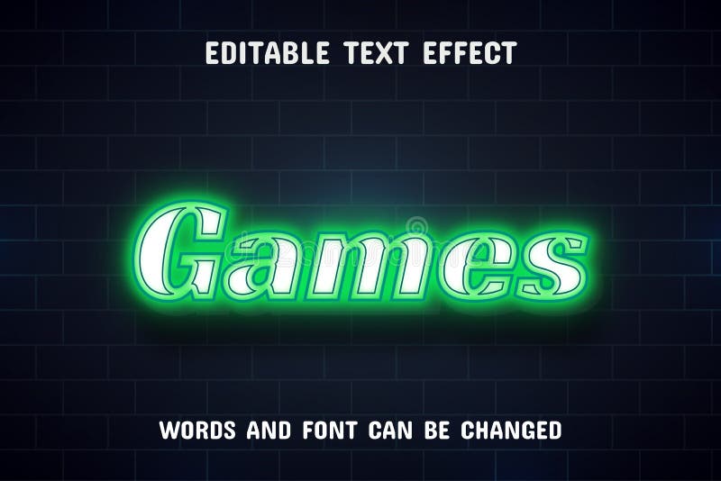 Games Text - Editable Neon Text Effect Stock Vector - Illustration of ...