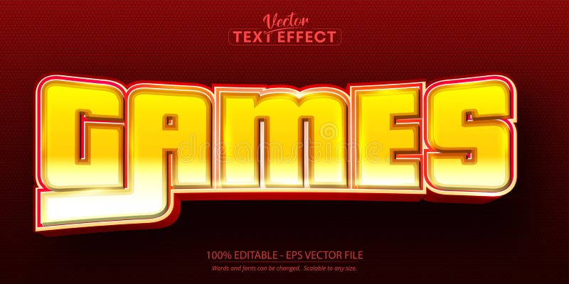 Games Text Effect, Editable Yellow Color Cartoon Text Style Stock ...