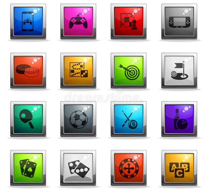 Games icon set stock vector. Illustration of buttons - 122178317