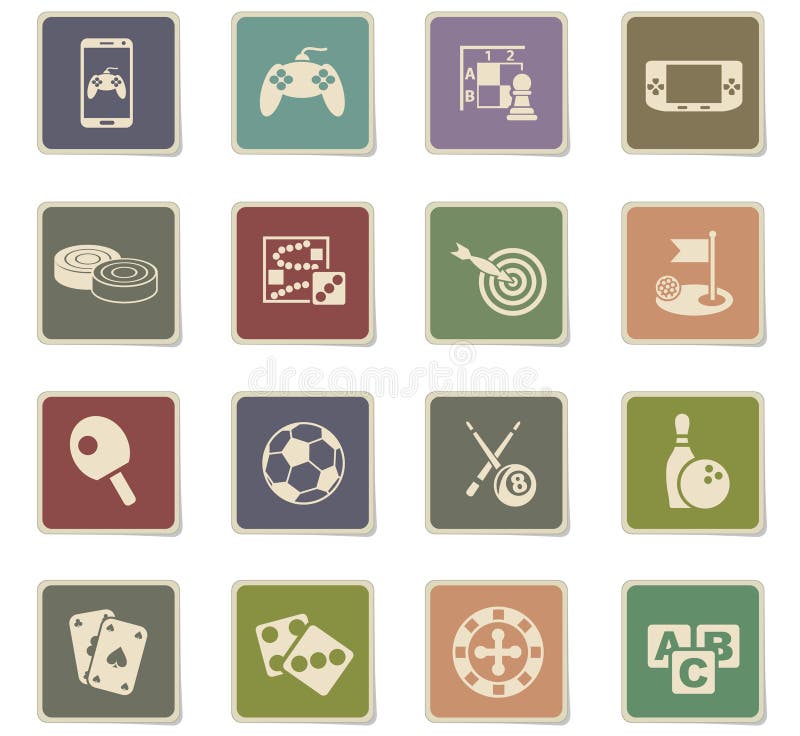 Games icon set stock vector. Illustration of vector - 121914072