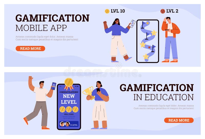 Gamification Cartoon Concept Stock Illustration - Illustration of ...