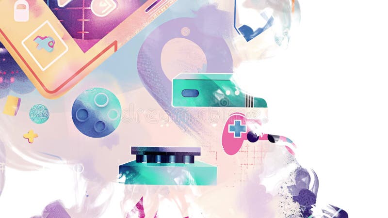 Gamification Game Controller in Background Wallpaper 1980s Pink and ...