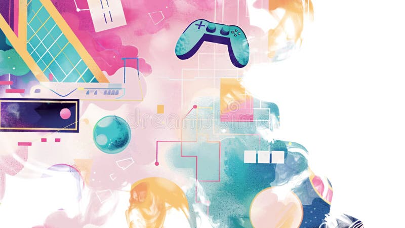 Gamification Game Controller in Background Wallpaper 1980s Pink and ...