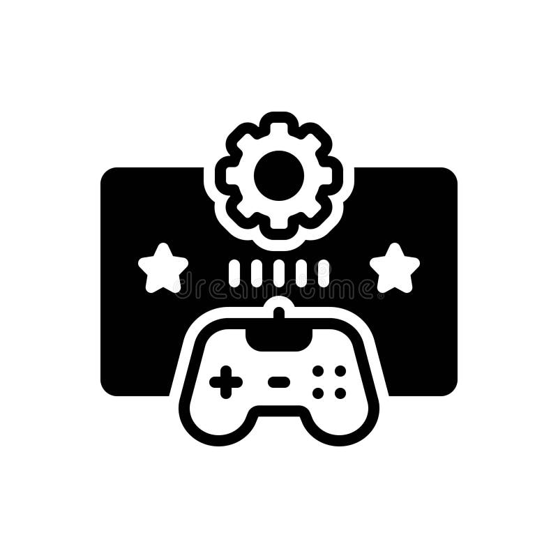 Black Solid Icon for Gamification, Gamepad Ad Device Stock Illustration ...