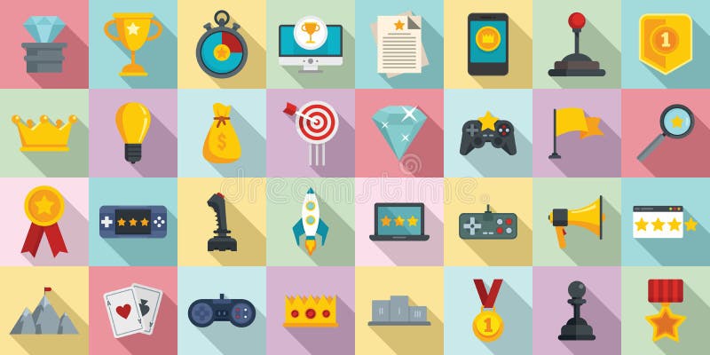 Gamification Icons Set, Flat Style Stock Vector - Illustration of ... Gamification Icons Set, Flat Style Stock Vector - Illustration of ...