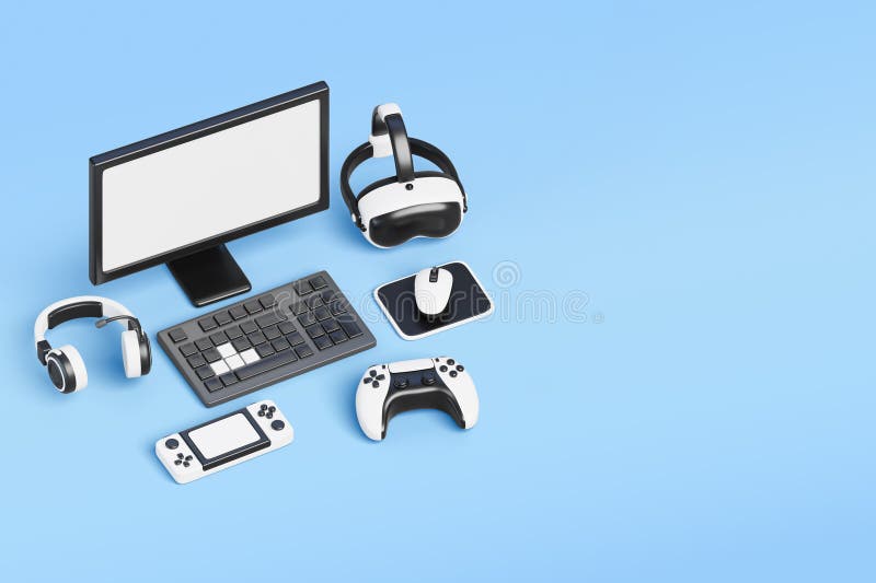 Gamification Isometric 3d Banner. Workplace with Desktop Computer ...