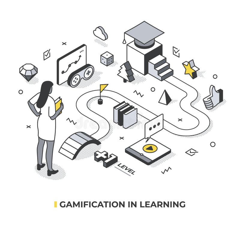 Gamification in Learning Isometric Illustration Stock Vector ...