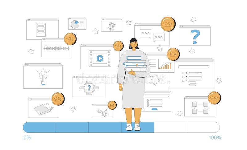 Gamification in Learning Process. Vector Illustration Stock Vector - Illustration of goal, trend ...