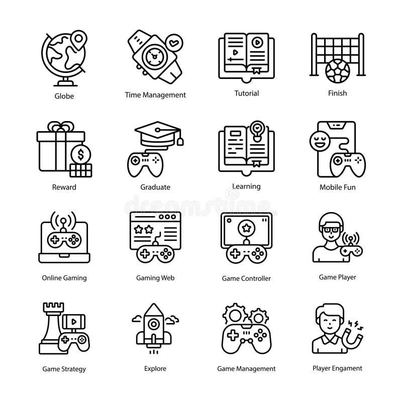 Gamification Vector Outline Icon Design Illustration. Gamification ...