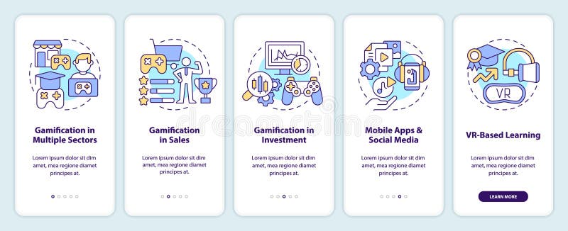Gamification Trends Onboarding Mobile App Screen Stock Vector ...