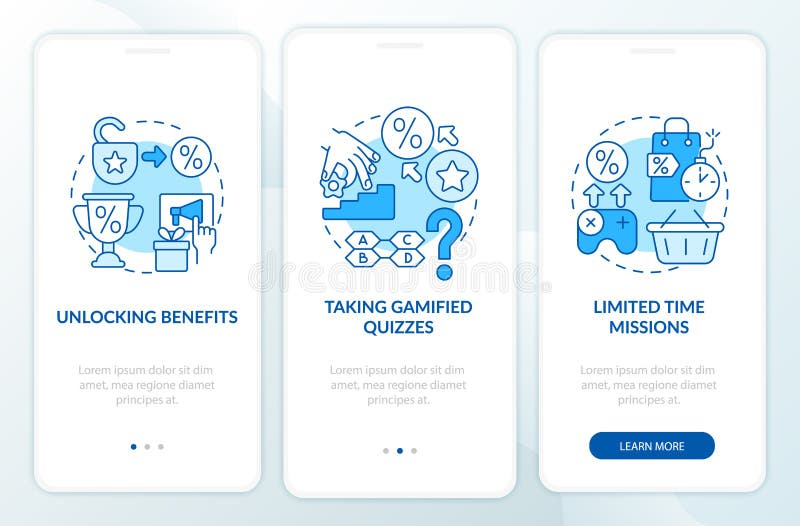 Gamified Loyalty Programs Examples Blue Onboarding Mobile App Page ...