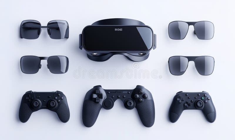 Gaming Accessories Comprising VR Headset, Controllers, and Headphones ...