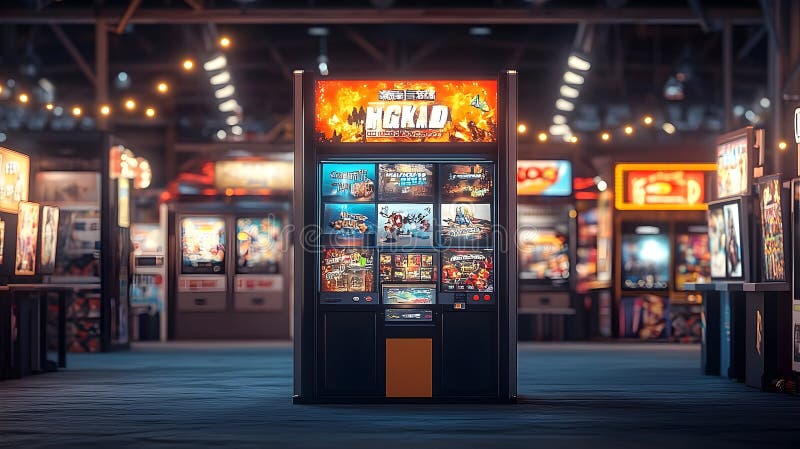 Arcade Game Machine Showcase Stock Illustration - Illustration of ...