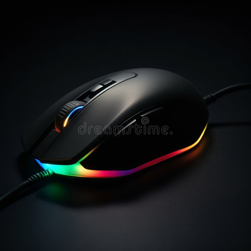 Gaming Black Mouse Rgb on Black Background Generative AI Stock ...
