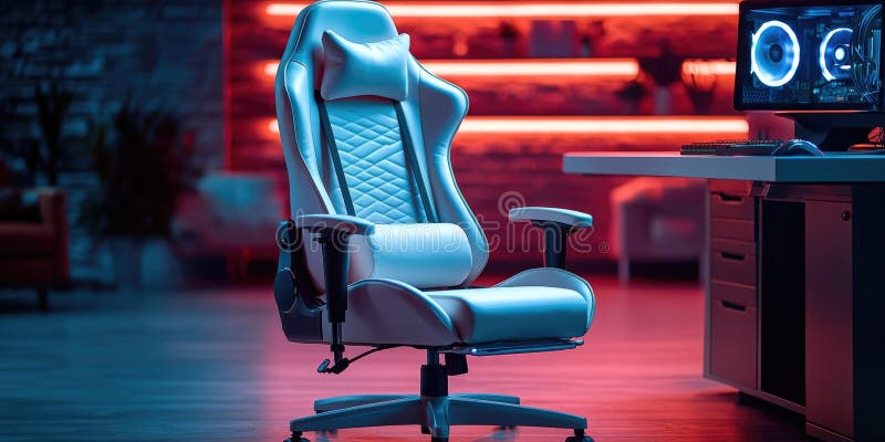 A Gaming Chair Sitting in Front of a Computer Monitor Stock Photo ...