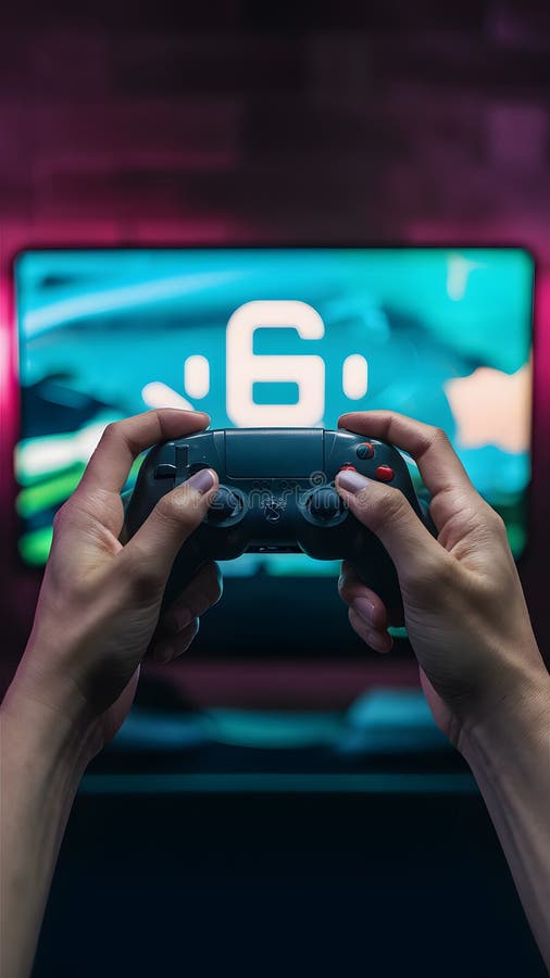 Gaming Closeup Hands Hold Video Game Controller Immersive Experience ...