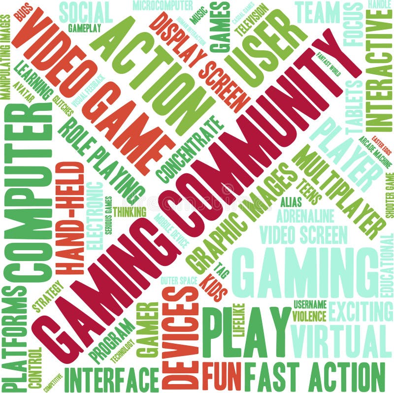 Gaming Community Word Cloud Stock Vector - Illustration of kids ...