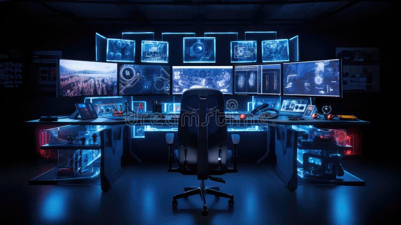 Gaming Computer Desk Layout Stock Illustration - Illustration of cable ...