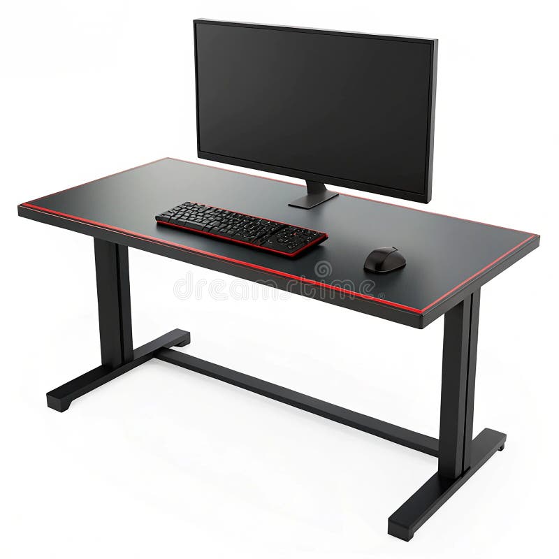 Gaming Computer Desk White Background Stock Illustration - Illustration ...