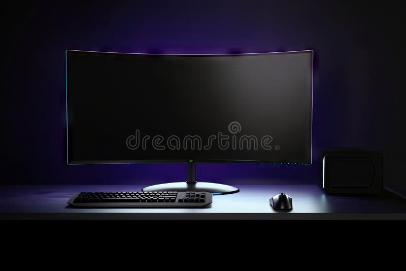 Gaming Computer Isolated Screen Mockup Desk Modern Computer Hardware ...