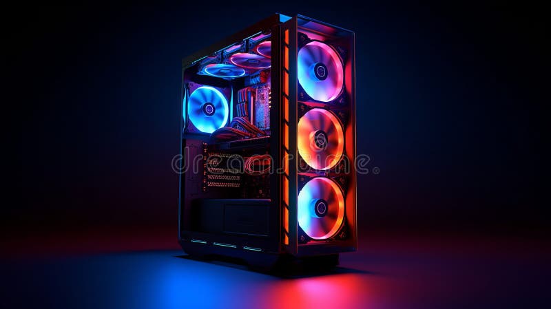 A Gaming Computer with RGB LED Lighting. Generative AI Stock ...