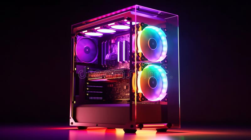 A Gaming Computer with RGB LED Lighting. Generative AI Stock ...