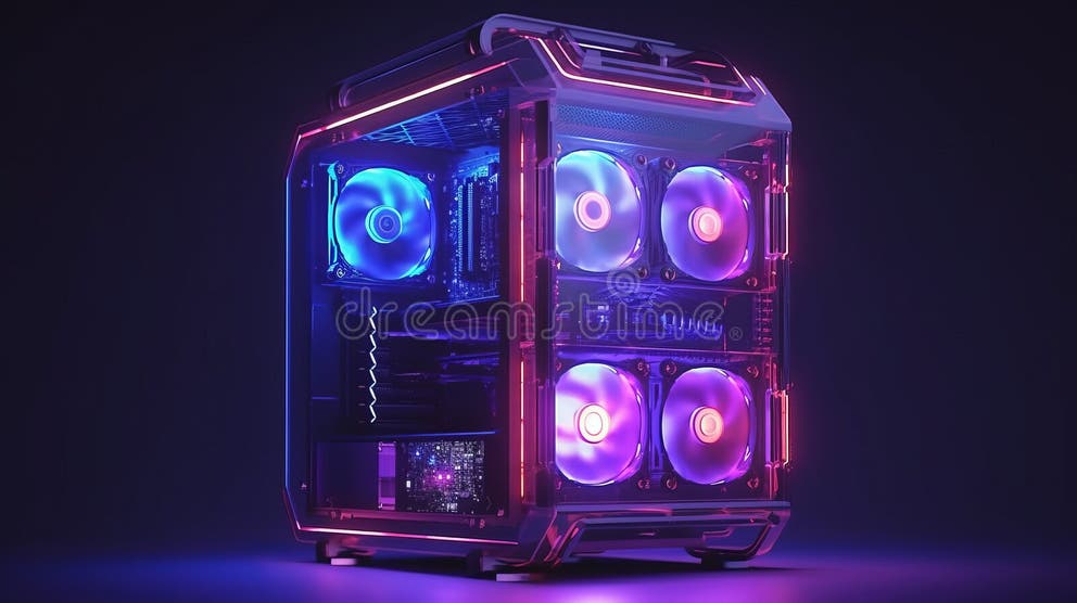 A Gaming Computer with RGB LED Lighting. Generative AI Stock ...