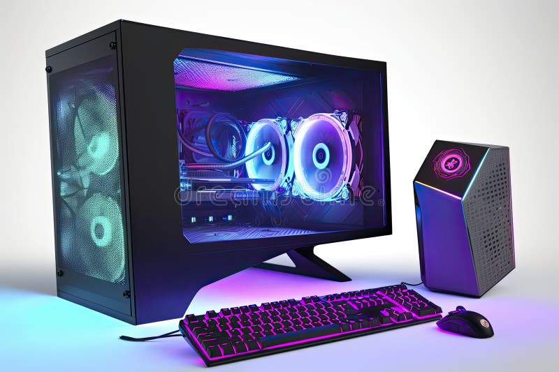 Gaming Computer and Rgb Gaming Mouse, Monitor Stock Image - Image of ...
