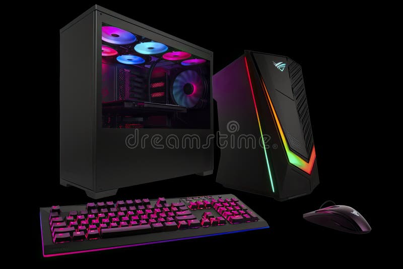 Gaming Computer and Rgb Gaming Mouse, Monitor Stock Illustration ...