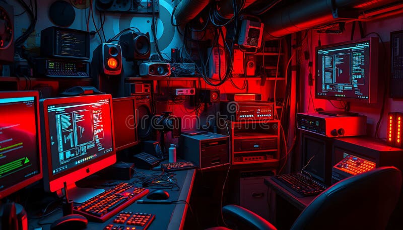 Gaming Computer Setup Red Light, Gamer Room, PC Tech, Esports, Stock ...